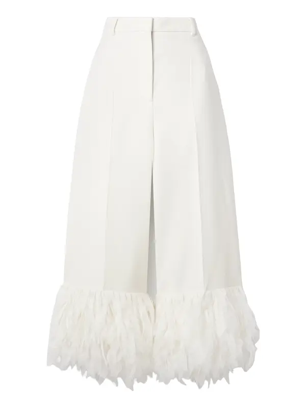 Stella McCartney Fringed Wide-leg Pants - Ivory