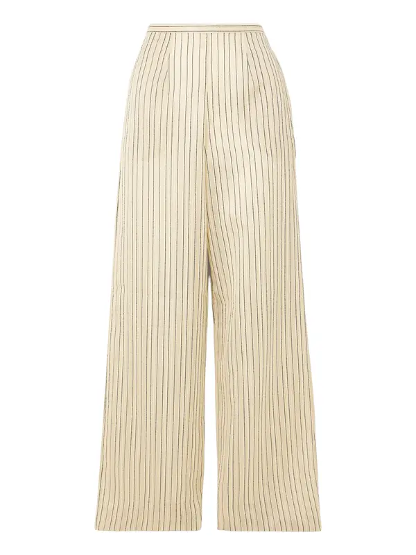 TALLER MARMO Seine Metallic Pinstriped Pants - Neutrals