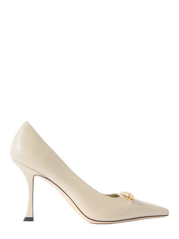 JIMMY CHOO Ryker 90 Embellished Leather Pumps - Neutrals