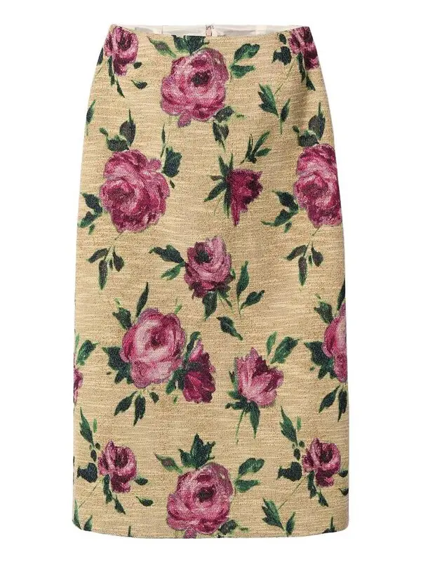 La DoubleJ Pencil Skirt - Roses Light Beige