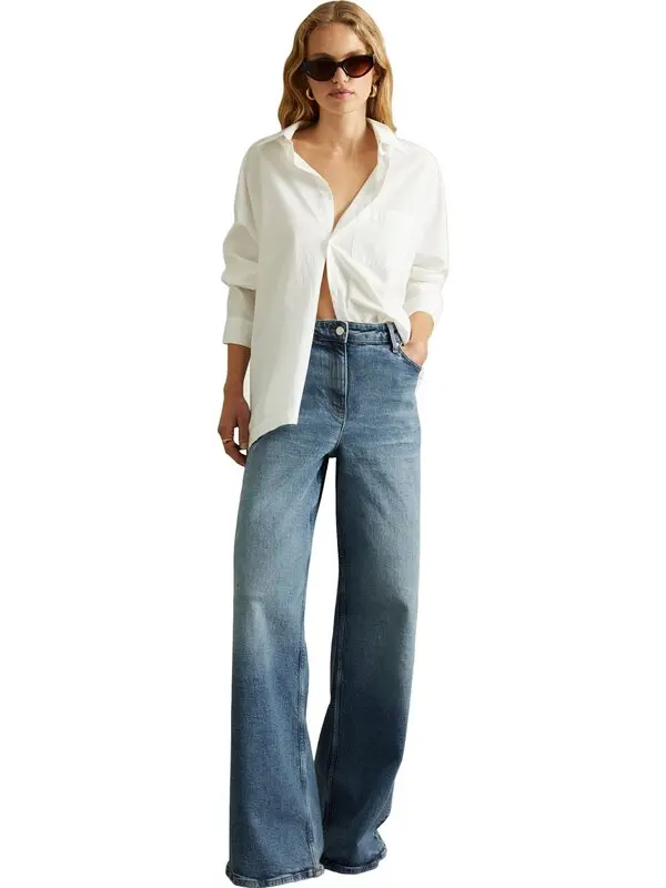 REISS Crete Wide-leg Jeans - Mid Blue