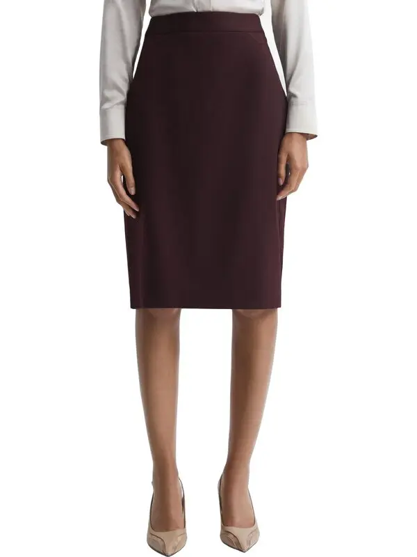 REISS Jade Fitted Midi Skirt - Berry