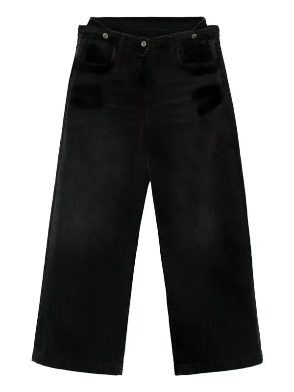 Attico Layered-waist Wide-leg Jeans - Black