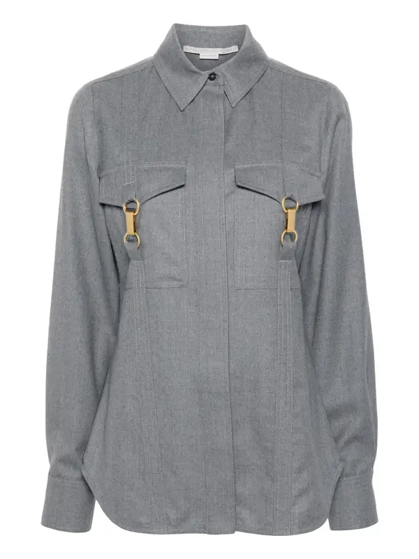 Stella McCartney Clasp-embellished Wool Shirt - Grey