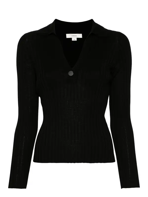 Vince Snap Polo Sweater - Black