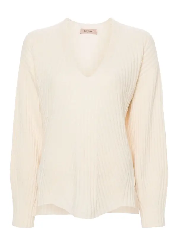 TWINSET Ribbed Knit Sweater - Neutrals