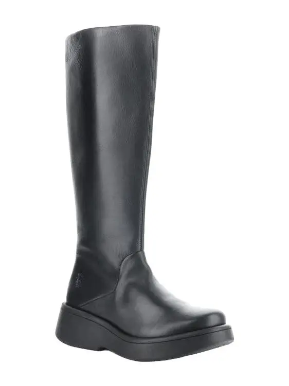 Fly London Mubi Knee High Boots - Black Dublin
