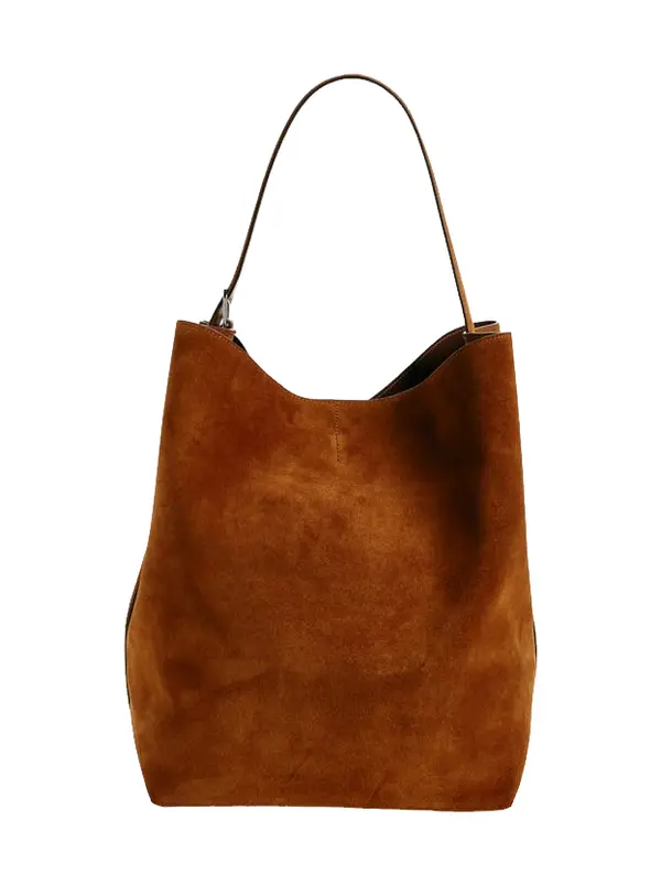 TOTEME Belt Strap Suede Tote - Tan