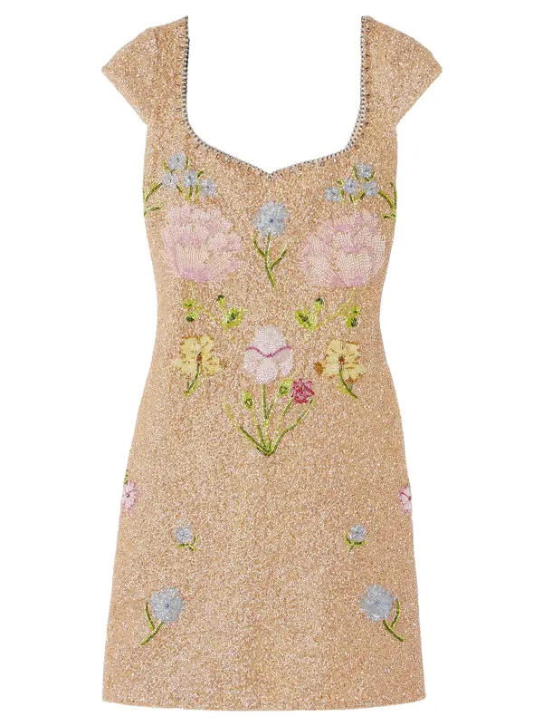 CLIO PEPPIATT Marie Embellished Mini Dress - Gold