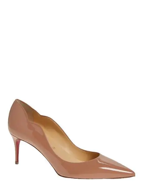CHRISTIAN LOUBOUTIN Hot Chick Scallop Patent Leather Pumps - Blush