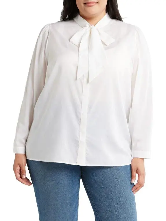 HARSHMAN Aveline Tie Neck Button-up Shirt - Ivory