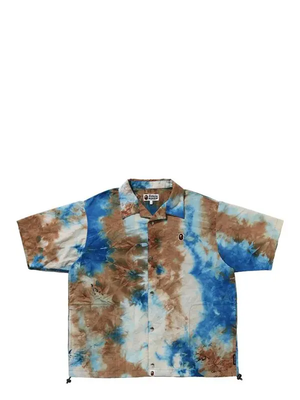 A BATHING APE Chusen One Point Open Collar Shirt - Blue