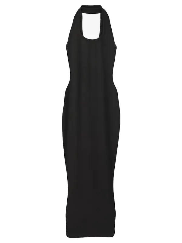 Coperni Ribbed-knit Cutout Maxi Dress - Black