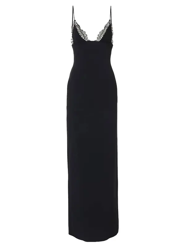 David Koma Lace-trimmed Gown - Black