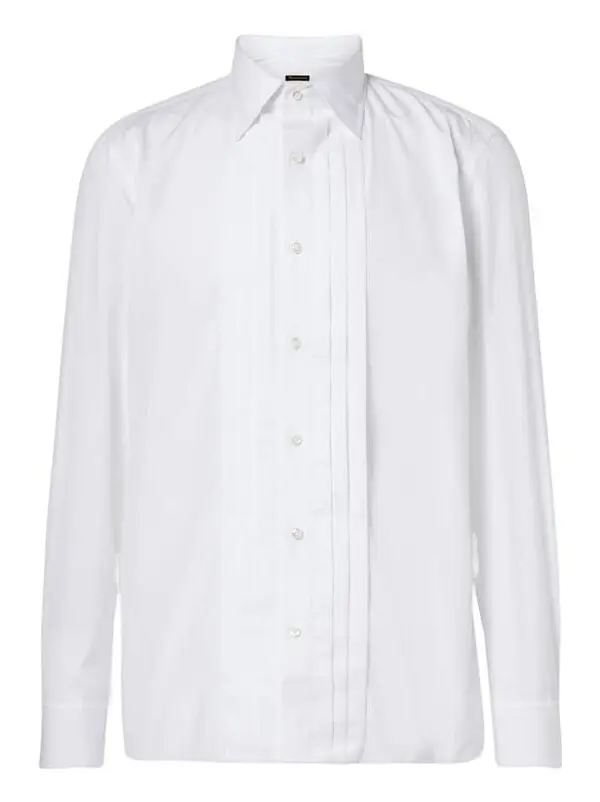 Rubinacci Pleated Cotton Tuxedo Shirt - White
