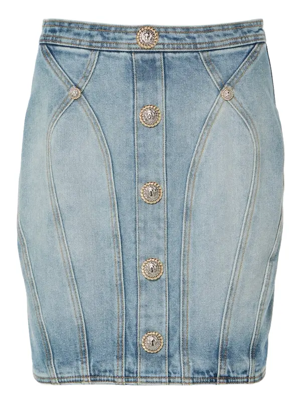 Balmain High-rise Denim Miniskirt - Blue