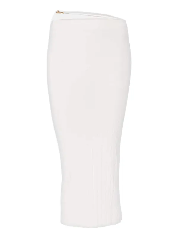 Jacquemus Pralù Scalloped Midi Skirt - White