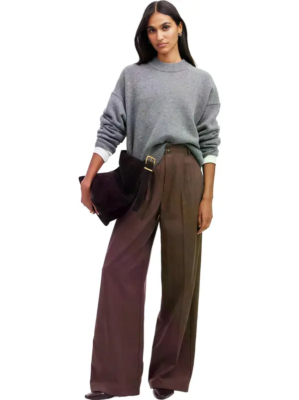 Madewell Petite Harlow Wide-leg Pants - Dark Carob