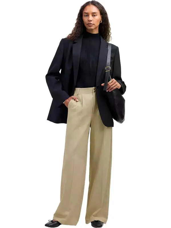 Madewell Petite Harlow Wide-leg Pants - Vintage Khaki