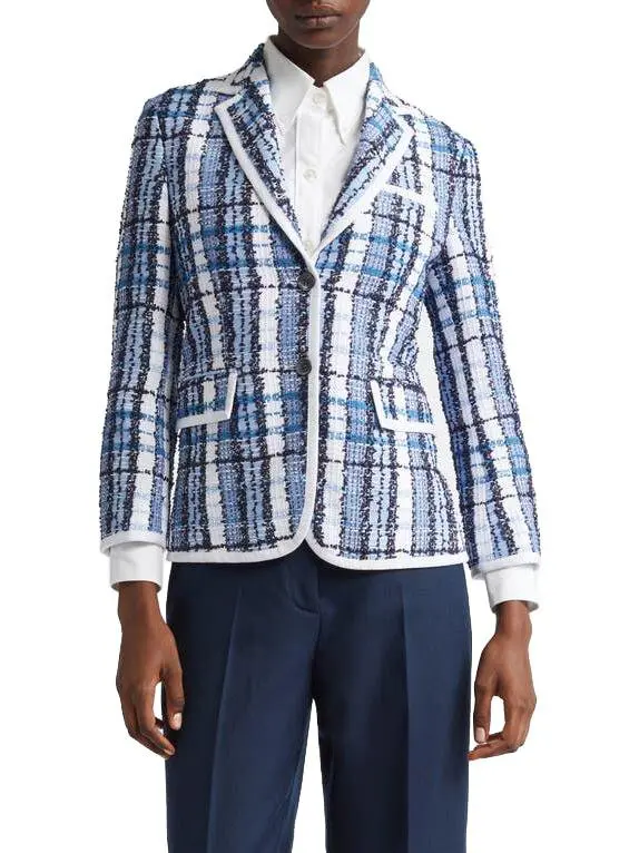 Thom Browne Classic Plaid Tweed Blazer - Dark Navy