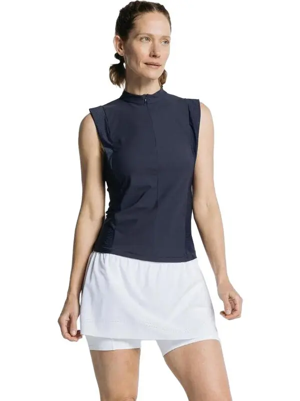 AVI Pickleball Volley Zip Sleeveless Top - Sapphire Blue