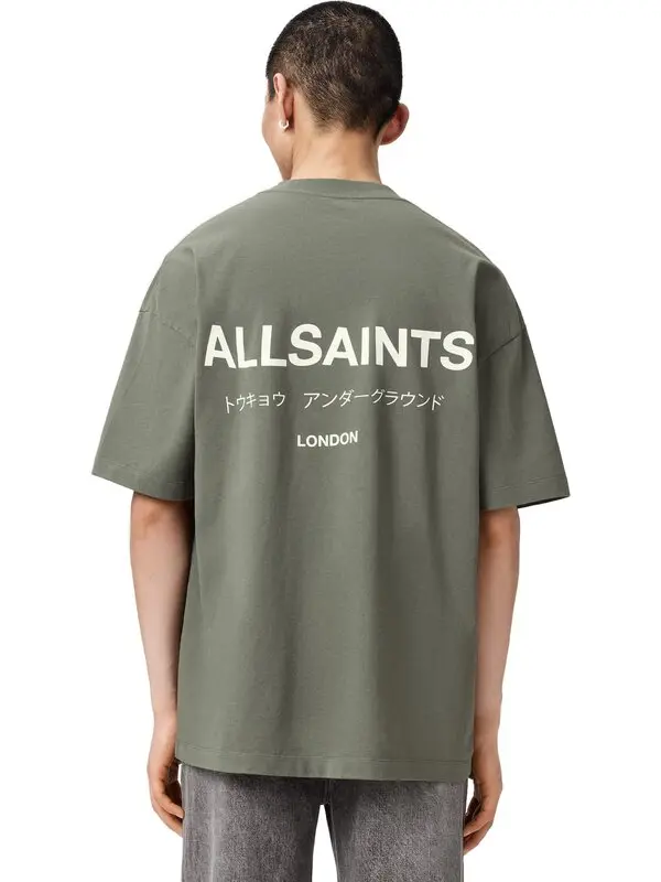 ALLSAINTS Underground Oversized Crew Neck T-shirt - Maple Green