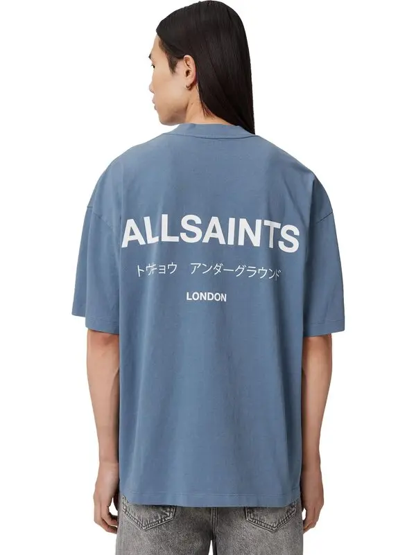 ALLSAINTS Underground Oversized Crew Neck T-shirt - Maya Blue
