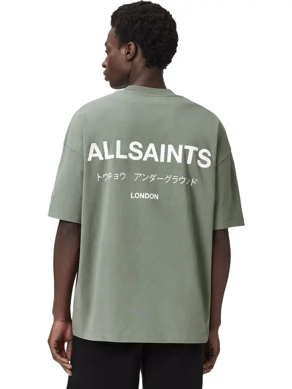ALLSAINTS Underground Oversized Crew Neck T-shirt - Smokey Green