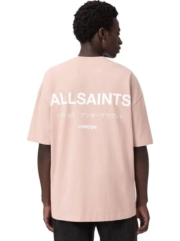 ALLSAINTS Underground Oversized Crew Neck T-shirt - Sunbaked Pink