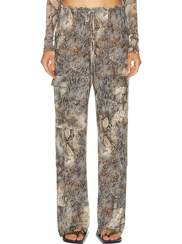 Lapointe Printed Mesh Cargo Pant - Snake Print