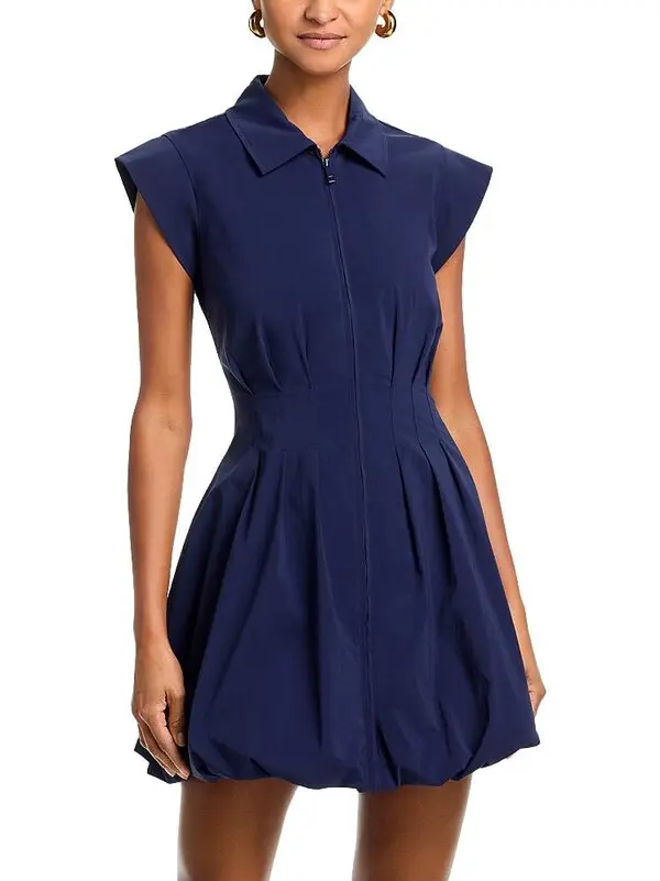 Steve Madden Dyanne Poplin Pleated Mini Dress - Marine