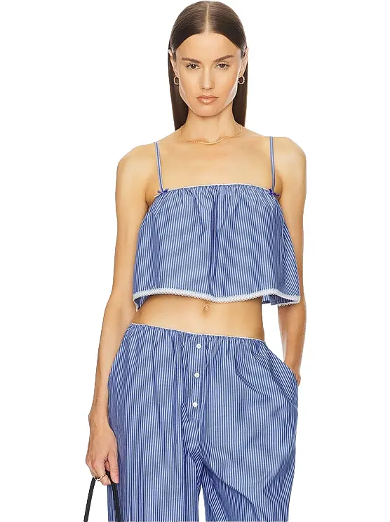 HELSA Pinstripe Poplin Camisole - Blue Pinstripe