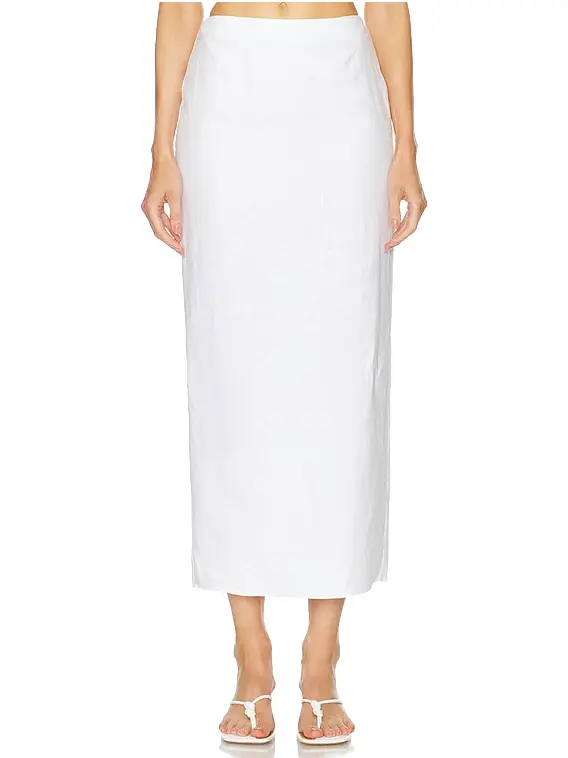 HELSA Linen Maxi Skirt - Natural White