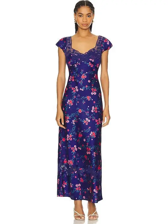 Free People Butterfly Babe Midi Dress - Navy Combo