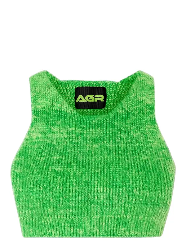 AGR Cropped Brushed Cotton-blend Tank - Bright Green