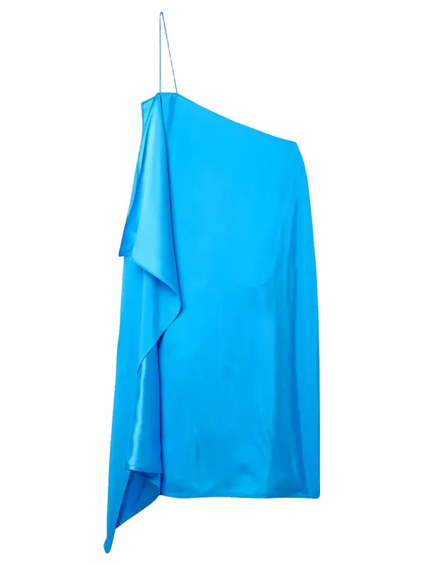 Gauge81 Misaki Asymmetric Duchesse Silk-satin Mini Dress - Azure