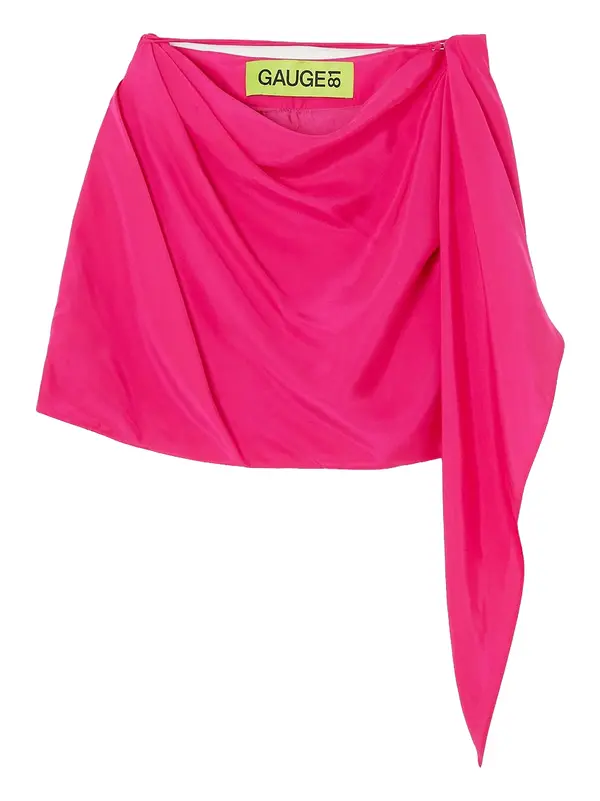 Gauge81 Himeji Draped Silksatin Mini Skirt - Fuchsia