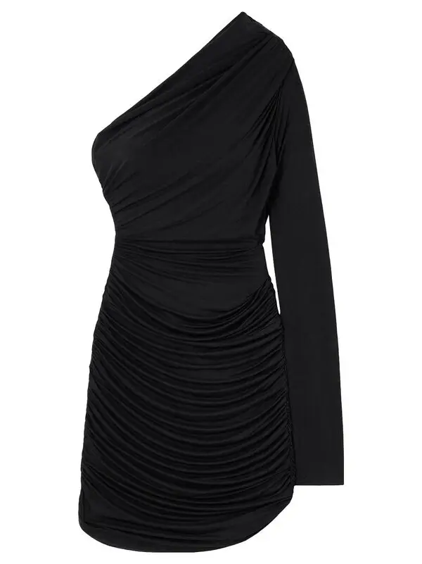 Gauge81 Pila One-sleeve Draped Jersey Mini Dress - Black