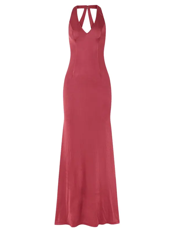 LOUISA BALLOU High Sea Open-back Maxi Dress - Burgundy
