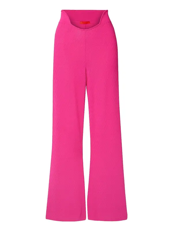 Commission Heather Pointelle-knit Flared Pants - Fuchsia
