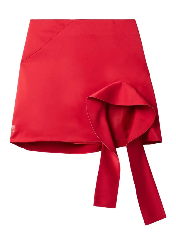 Commission Cutaway Duchesse-satin Mini Skirt - Red