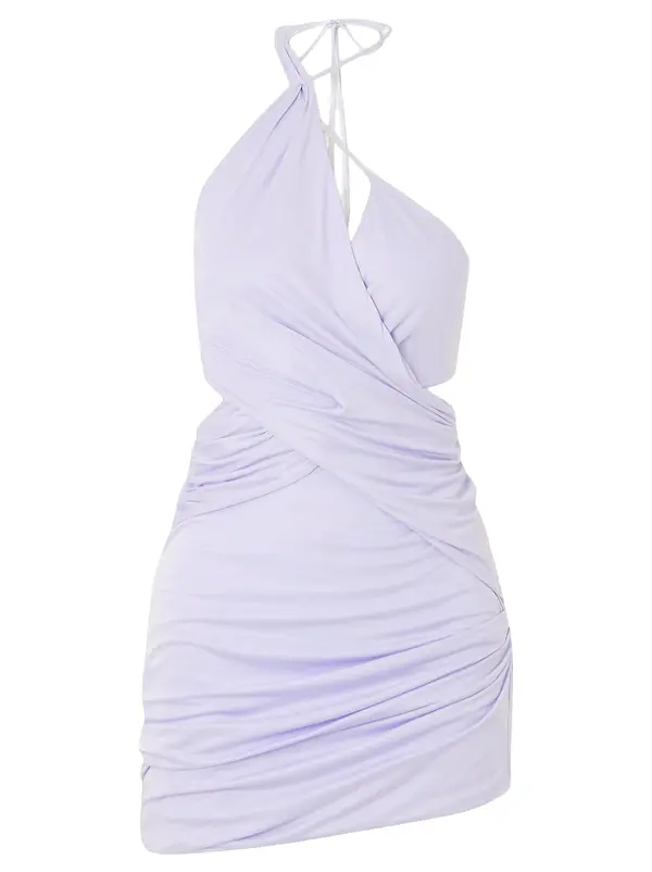 Gauge81 Molos Asymmetric Cutout Draped Mini Dress - Lilac