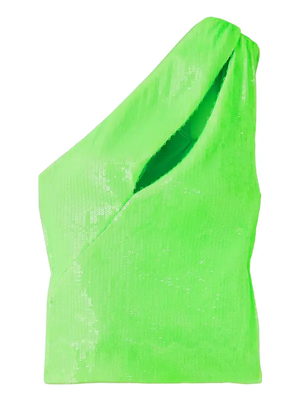 Remain Birger Christensen Anatasis Sequined Top - Bright Green