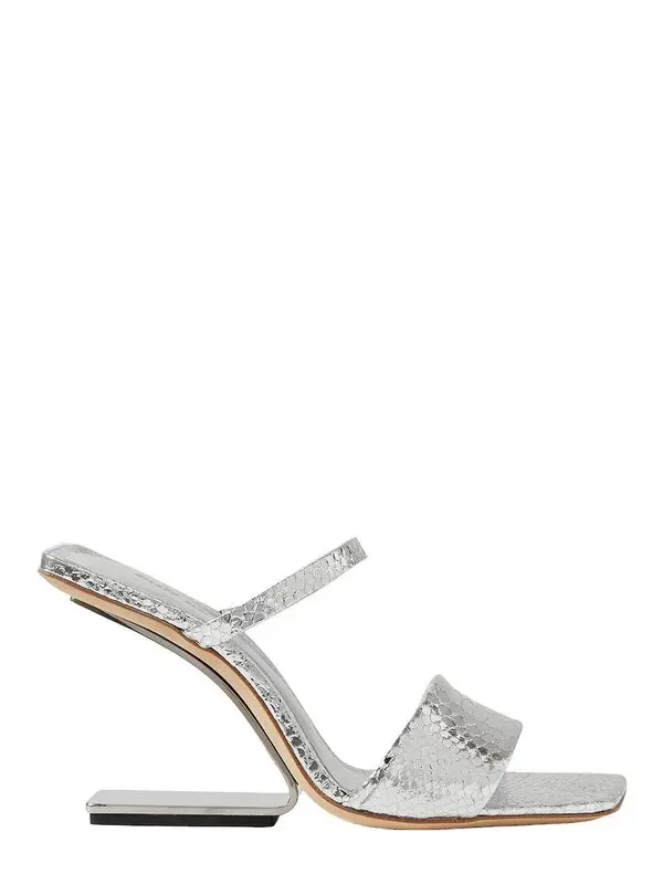 Cult Gaia Rene Metallic Snake-effect Mules - Silver
