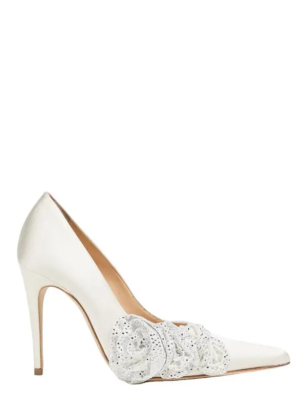 Magda Butrym Embellished Satin Pumps - Cream