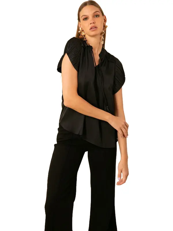 Hale Bob Aitana Solid Blouse - Black