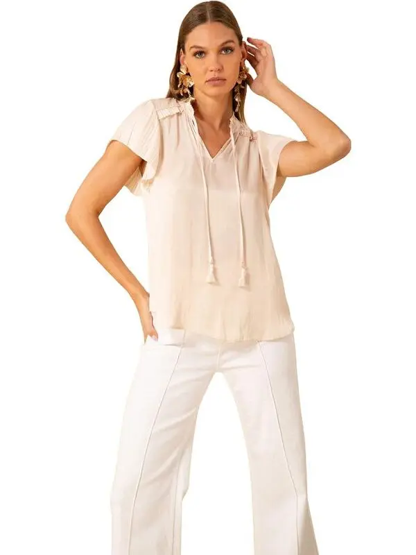 Hale Bob Aitana Solid Blouse - Navy