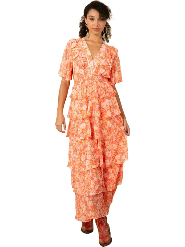 Hale Bob Ainsley Tiered Maxi Dress - Orange