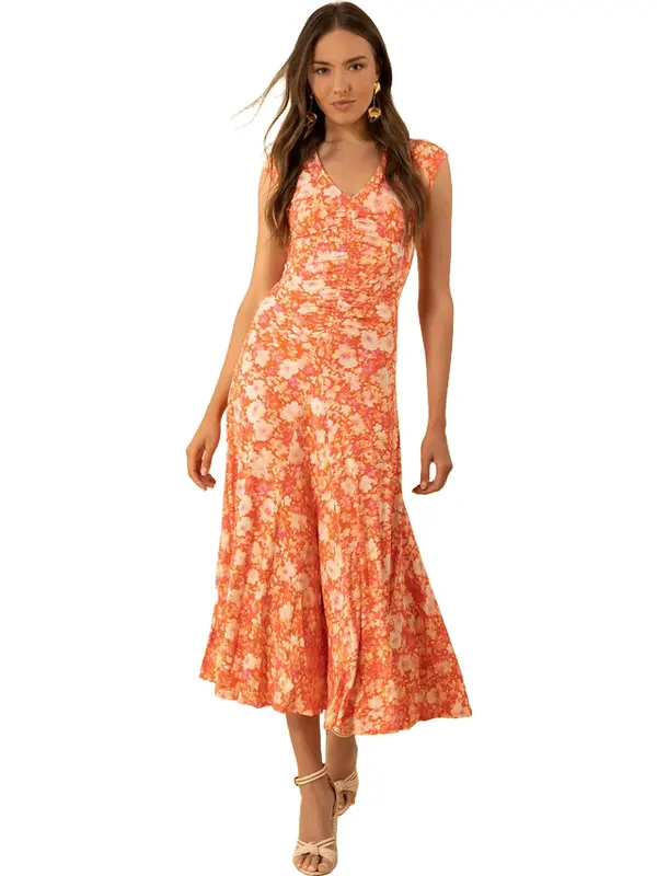 Hale Bob Brynn Shirred Jersey Dress - Orange