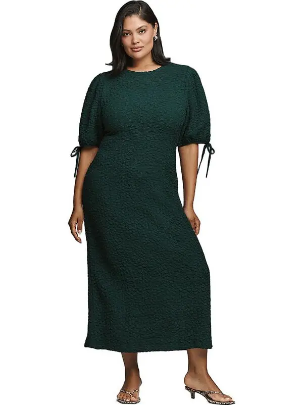English Factory Short-sleeve Textured Midi Dress - Green